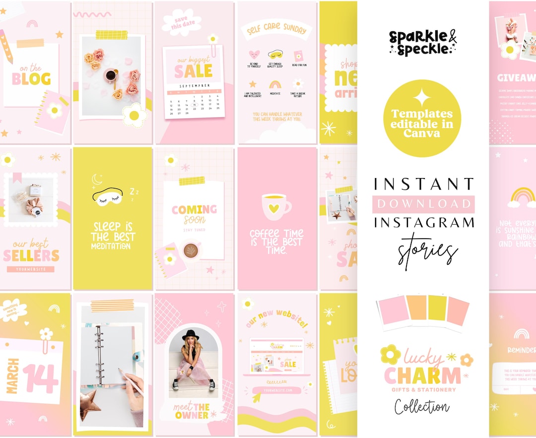Rainbow Instagram Story Templates Editable in Canva, Bright Instagram ...