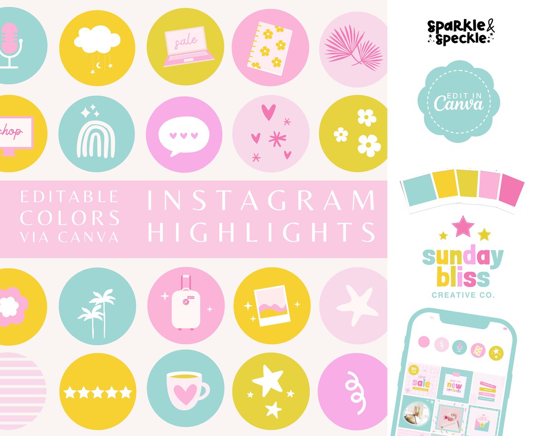 Colorful Instagram Highlight Covers, Aesthetic Instagram Story Icons ...