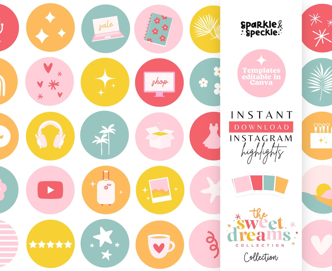 Colorful Instagram Highlight Icons Editable in Canva, Playful Aesthetic ...