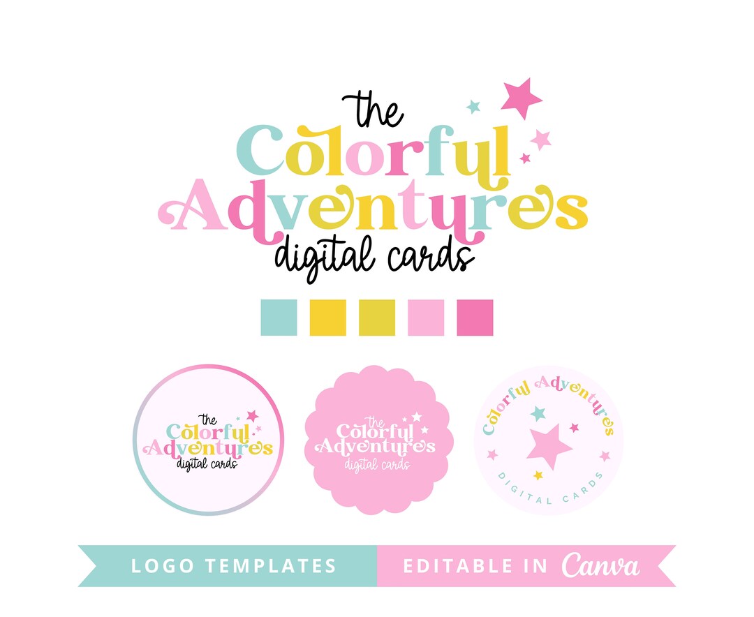 Logos Template Editable in Canva, Colorful Logo Design, Kids Boutique ...
