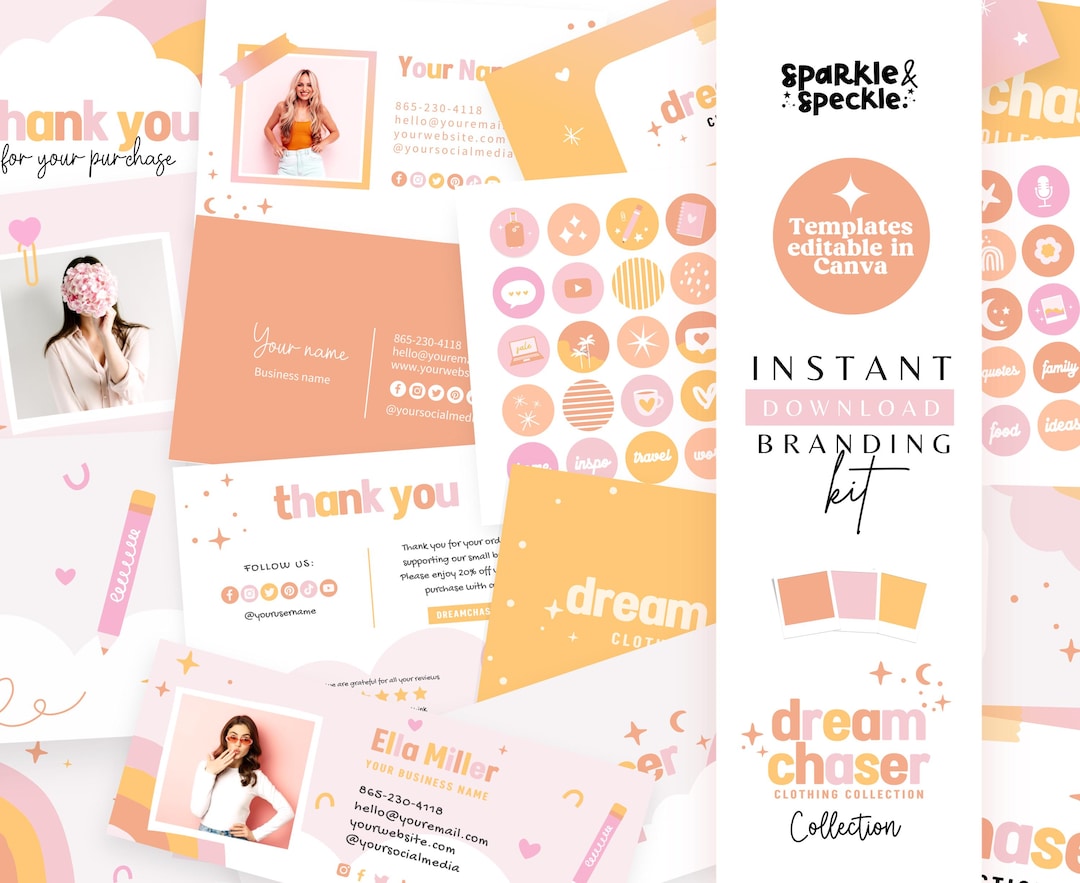 Playful Brand Kit Canva Templates: Small Business Visual Identity Set ...