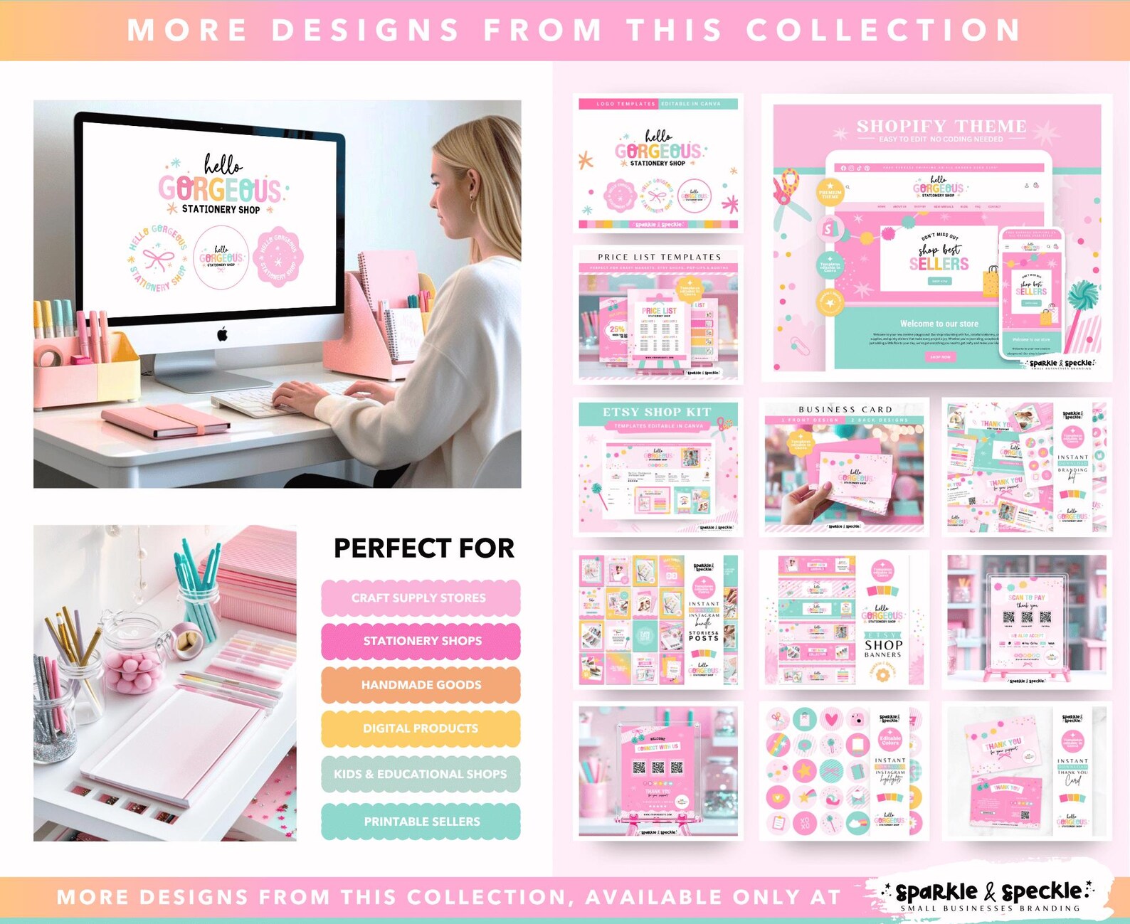 Colorful Etsy Shop Branding Kit: Canva Templates for Craft Sellers ...