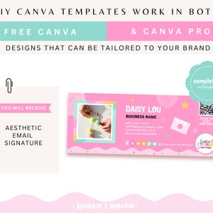 Bright Pink Email Signature Template: Editable Canva Design (digital ...