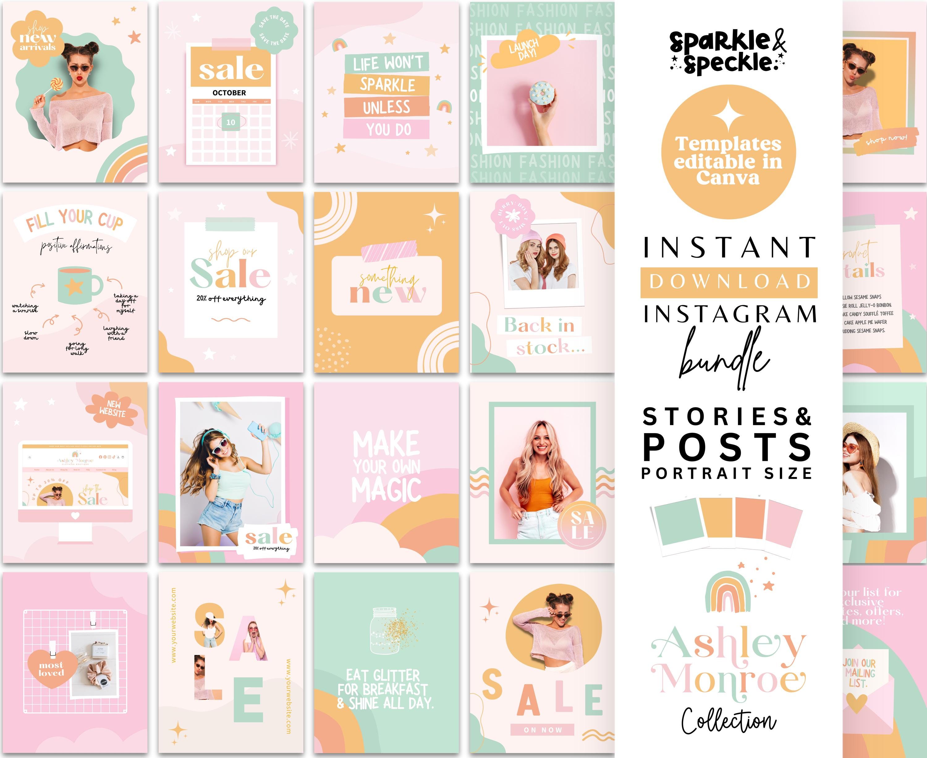 Rainbow Instagram Post and Story Templates: Colorful Instagram Feed ...