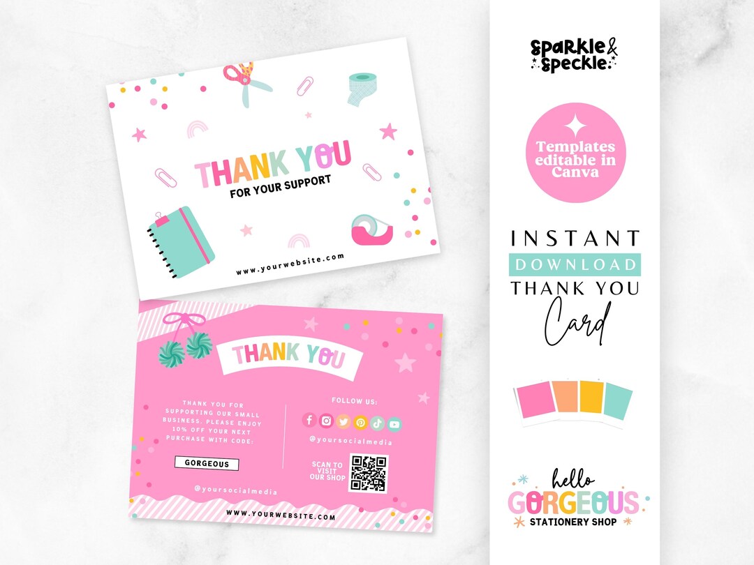 Stationery Thank You Card Template: Order Insert Editable in Canva ...