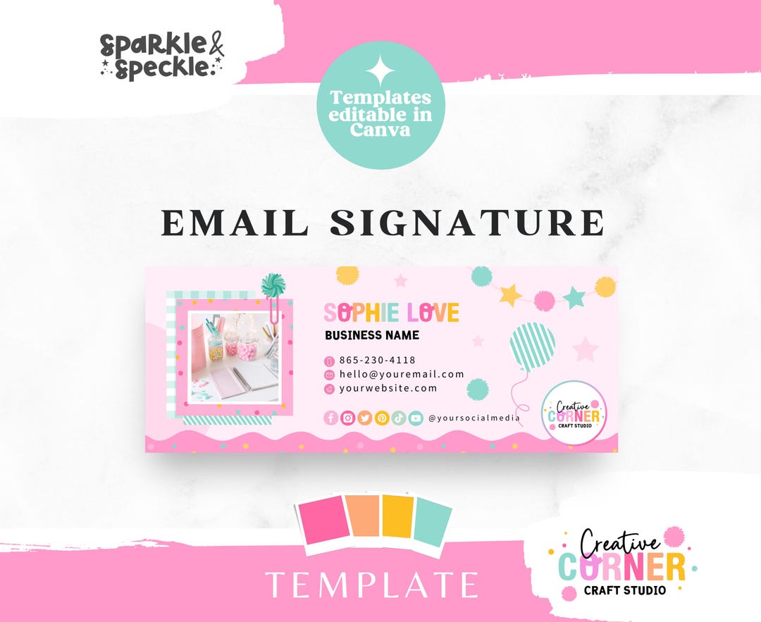 Colorful Party Email Signature Template, Editable in Canva for Gmail ...