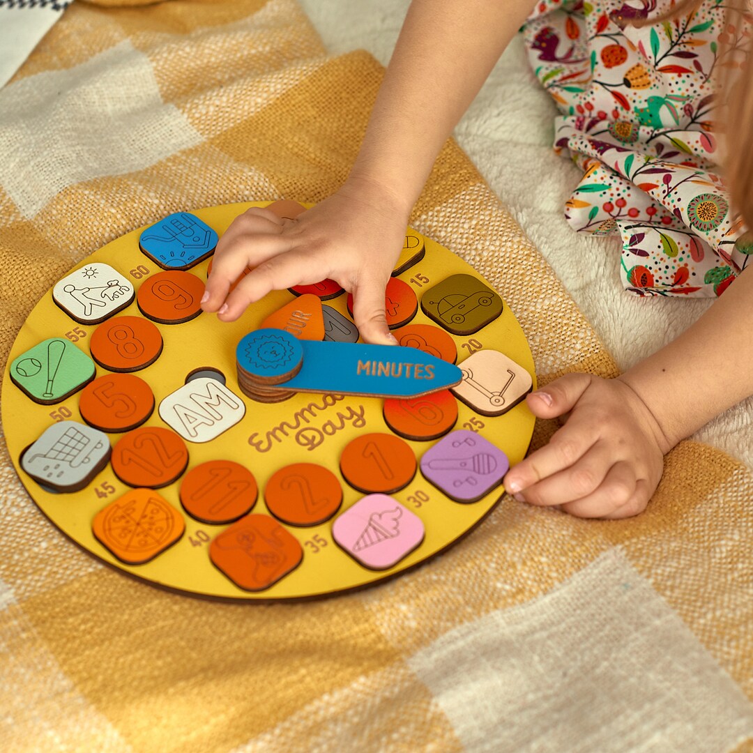 Educational Toys Wooden Clock Toddler Gift Learning Clock Kids Room ...