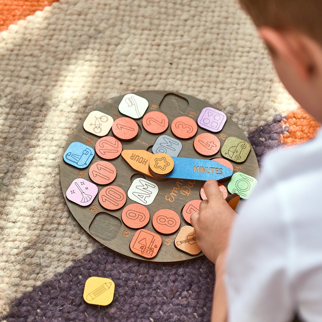 Educational Toys Wooden Clock Sensory Toys Toddler Learning Kids Room ...