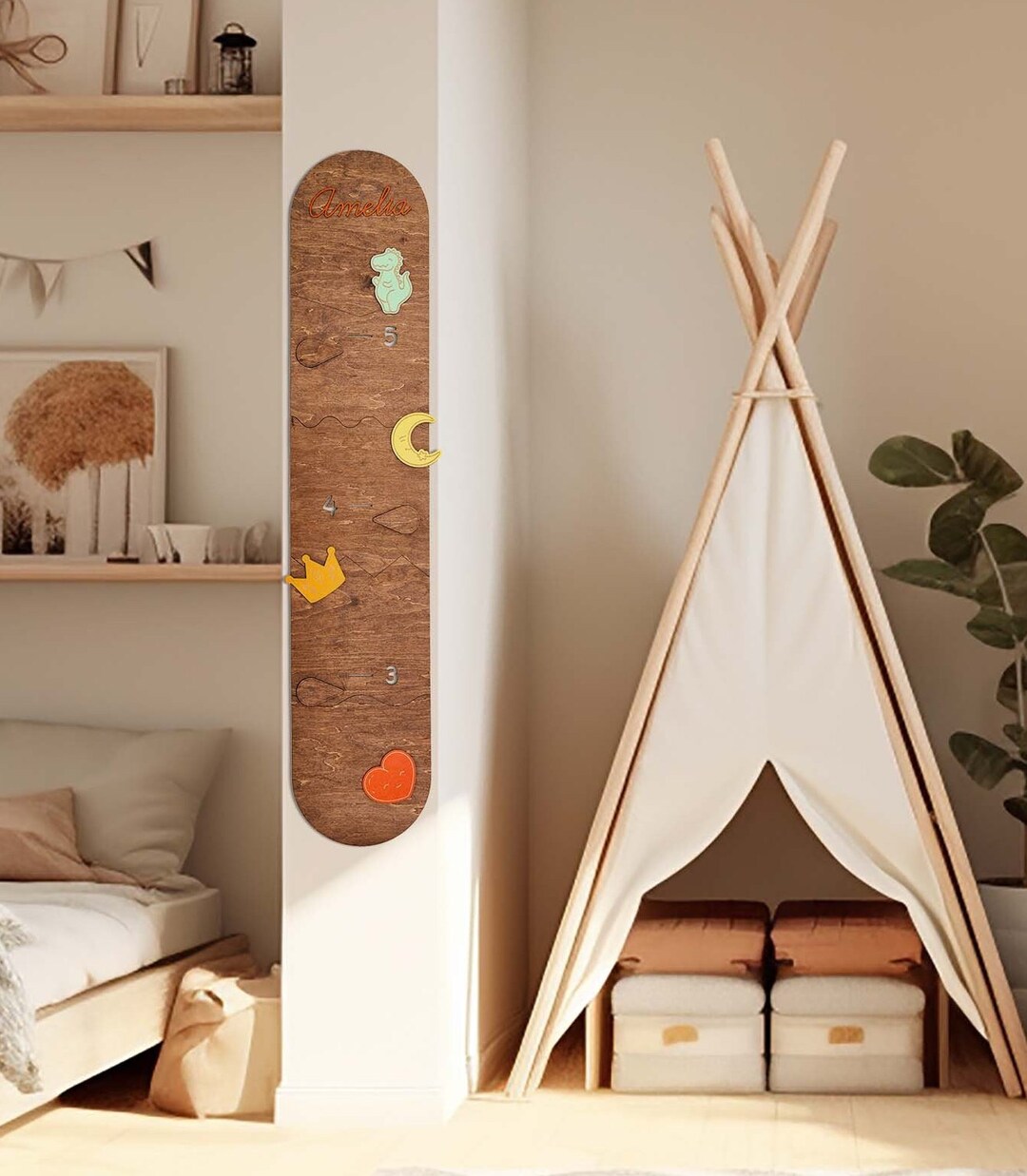 Wooden Height Chart Nursery Growth Chart Wooden Nursery Decor Baby ...