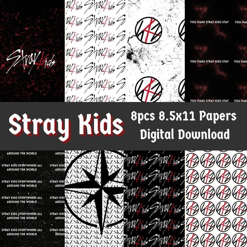 Stray Kids Scrapbook Paper: Kpop Printable Designs (digital Download ...