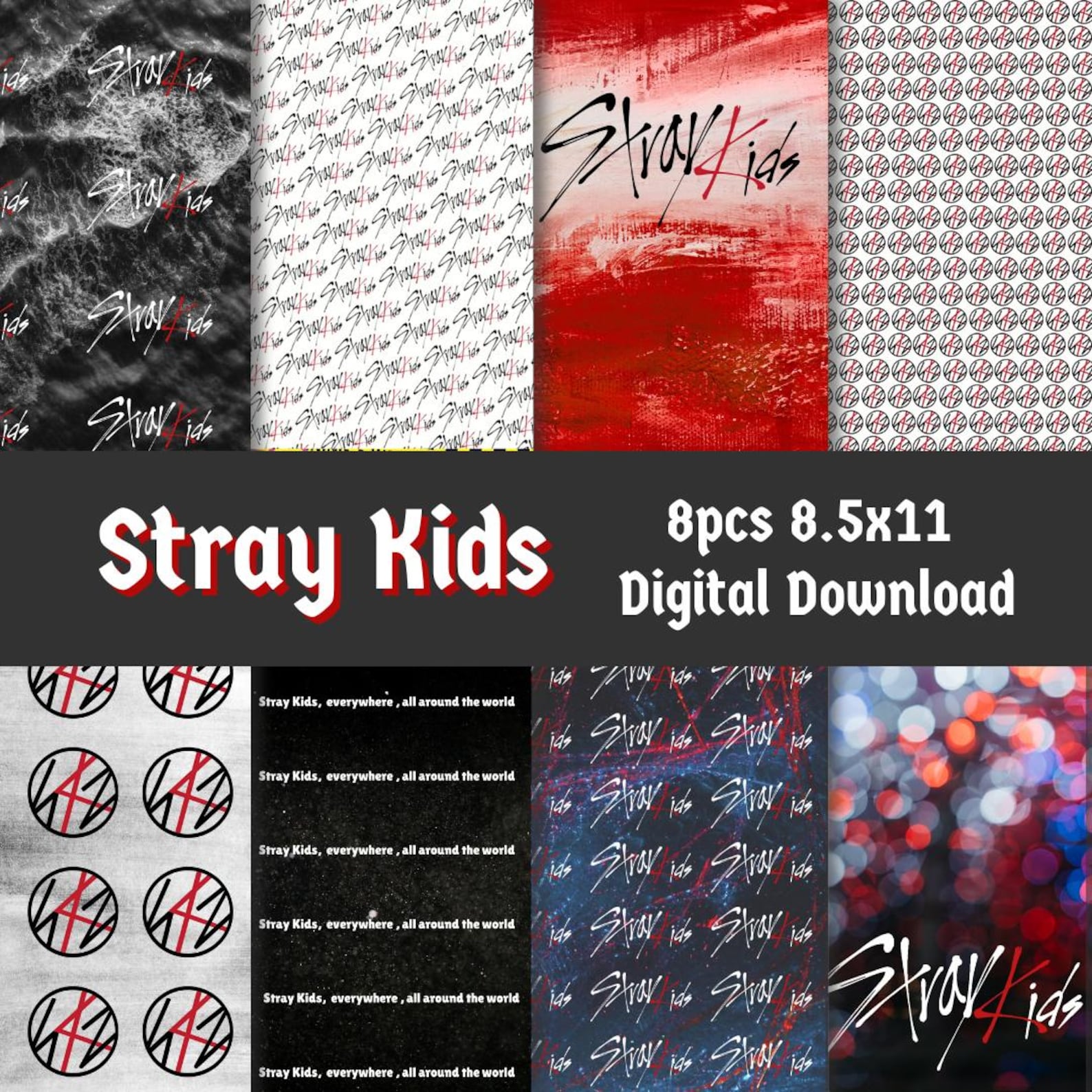 Stray Kids Scrapbook Paper: Kpop Printables (digital Download, PDF ...