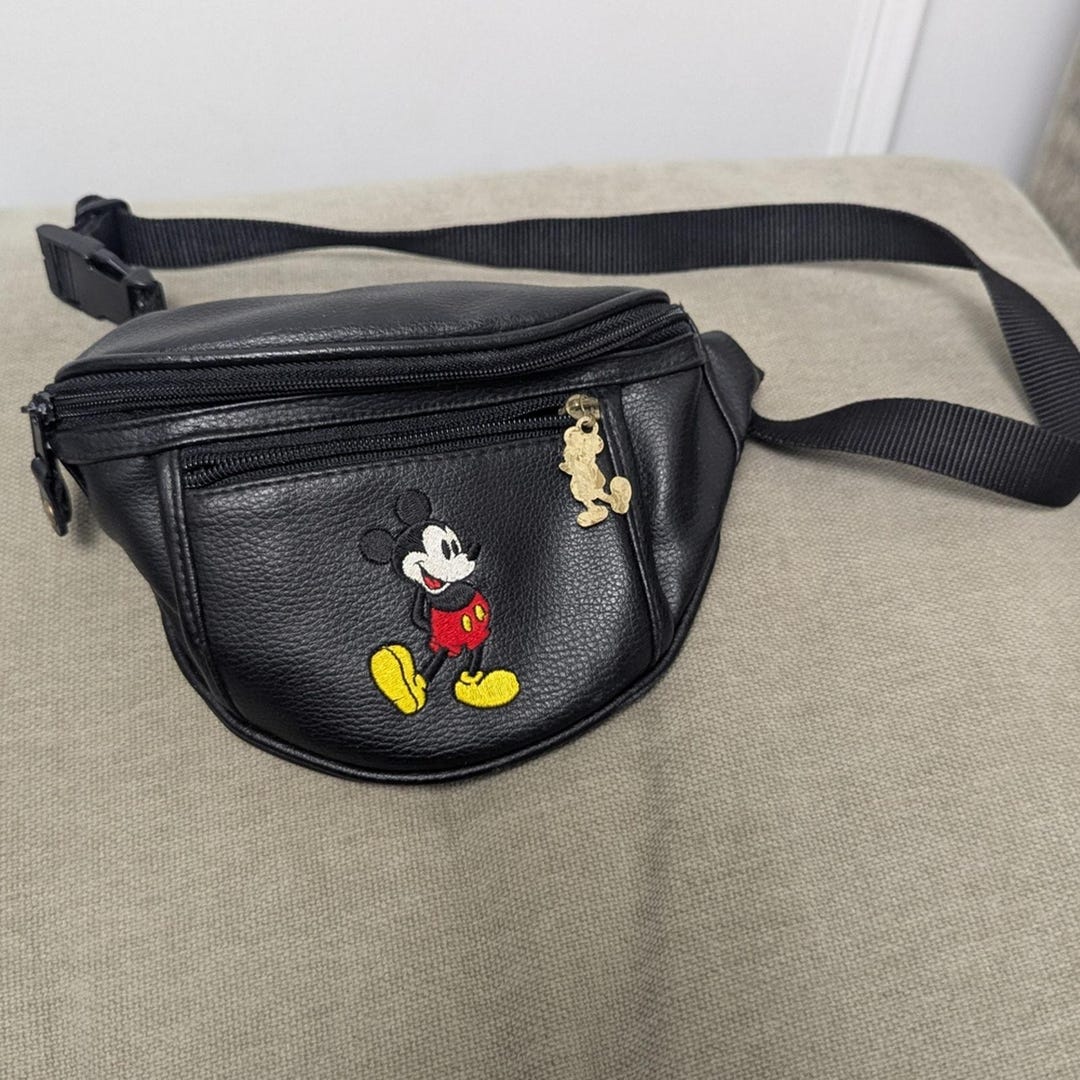 Vintage Disney Mickey Mouse Faux Leather Black Fanny Pack - Etsy
