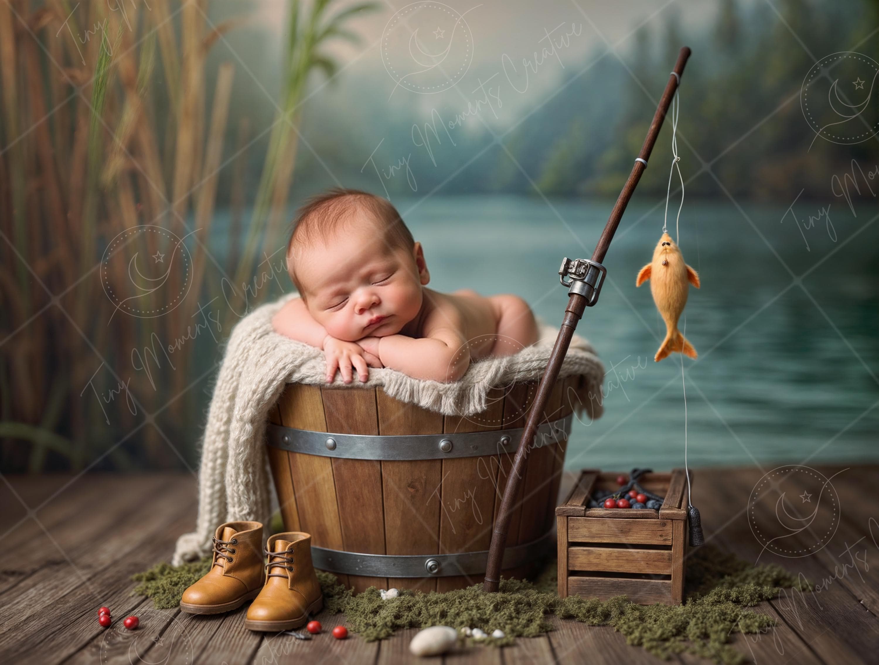 Fishing Adventure Digital Backdrop | Newborn Photography Prop | Rustic ...