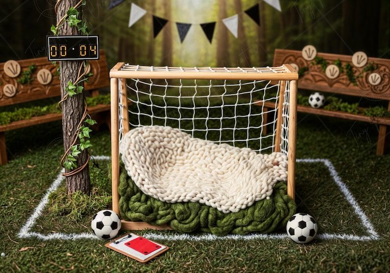 Newborn Digital Backdrop Rustic Soccer Theme for Photography With Mini ...
