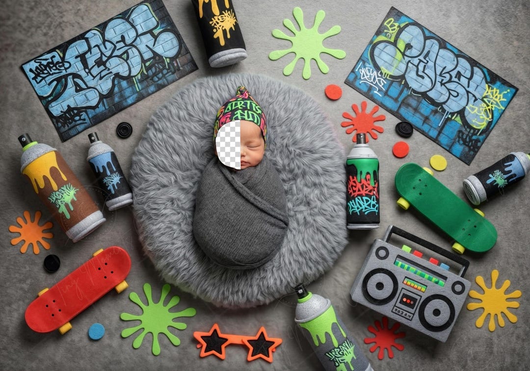PSD: Face Insert Urban Graffiti Newborn Backdrop for Digital ...