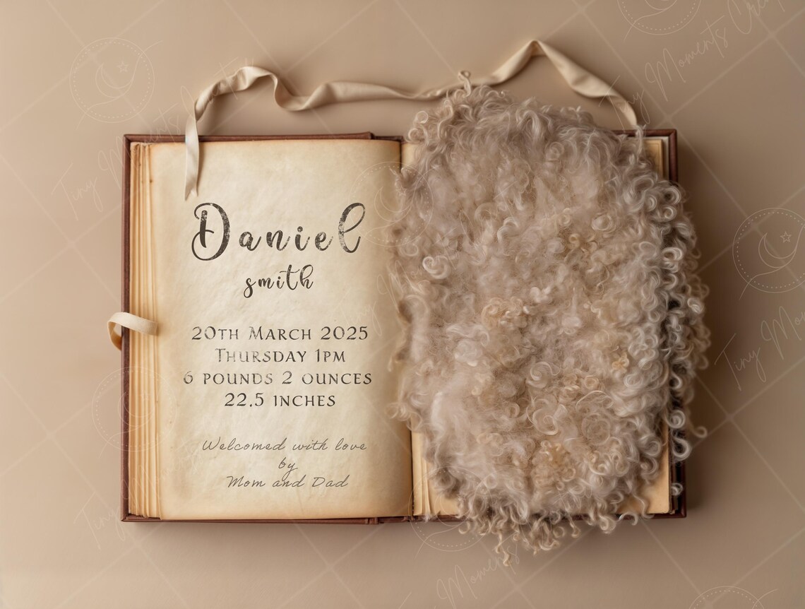 Personalized Birth Announcement PSD | Newborn Digital Backdrop, Vintage ...