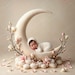 Floral Crescent Moon | Dreamy Newborn Digital Backdrop | Whimsical Baby ...