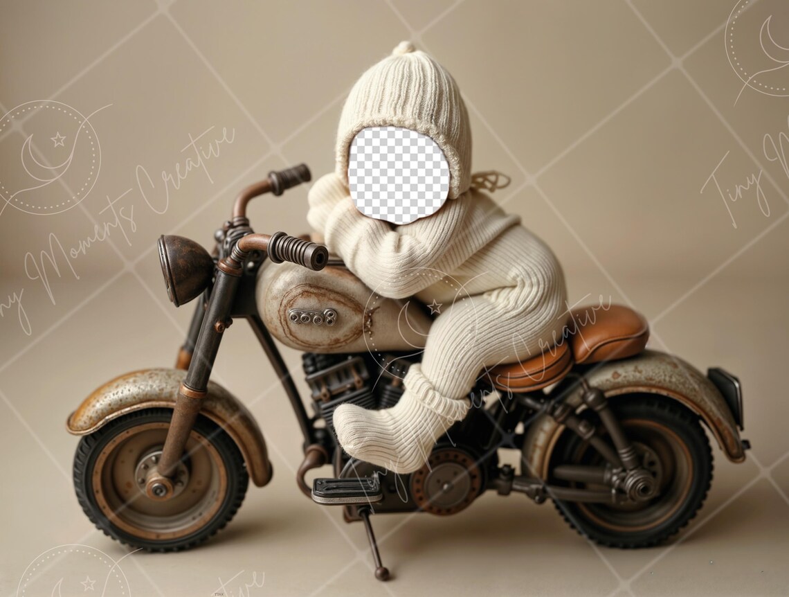 PSD: Face Insert Vintage Motorcycle Digital Backdrop - Baby Biker Theme ...