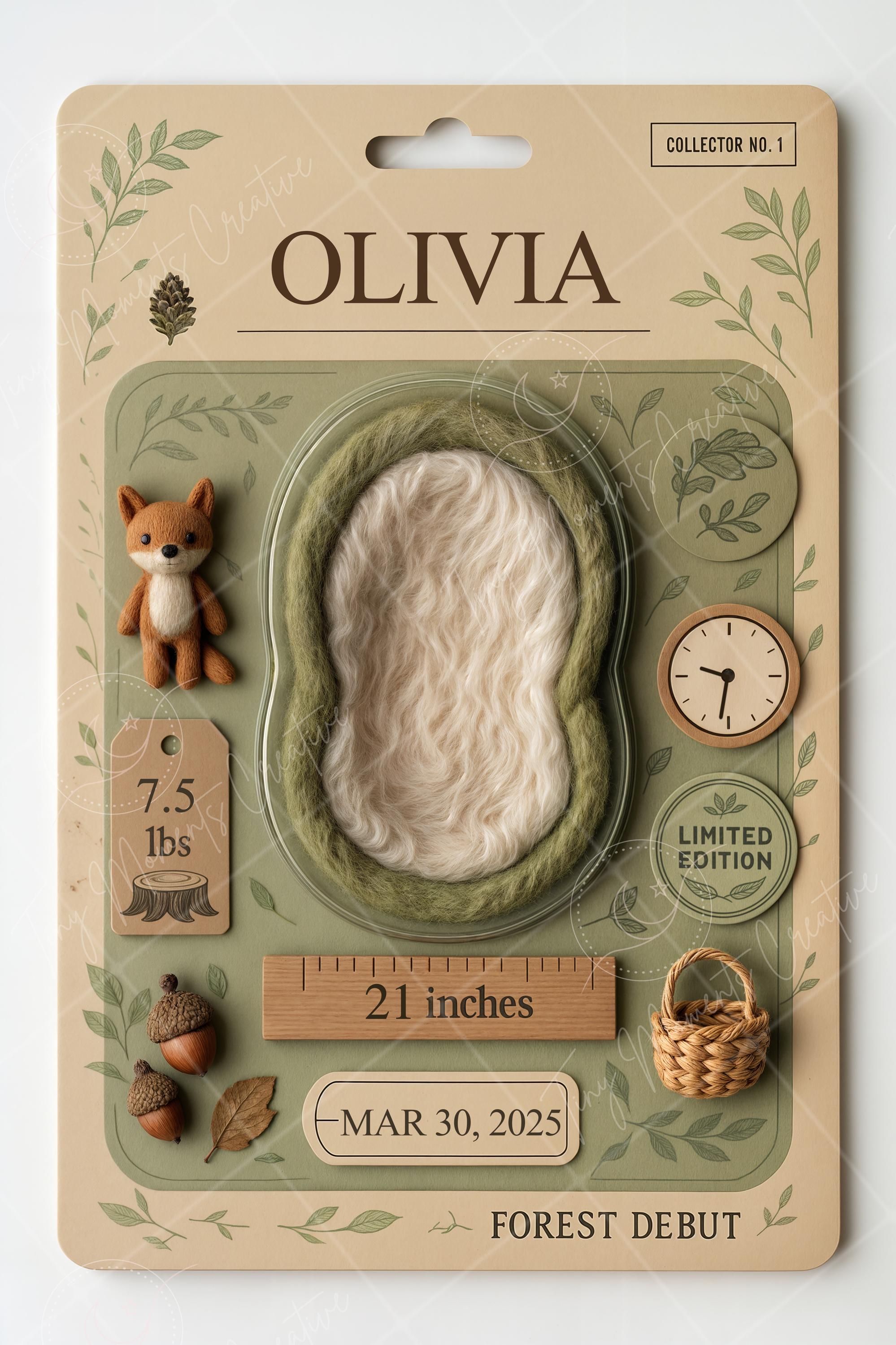 PSD: Forest Birth Announcement Collector Card | Newborn Digital ...