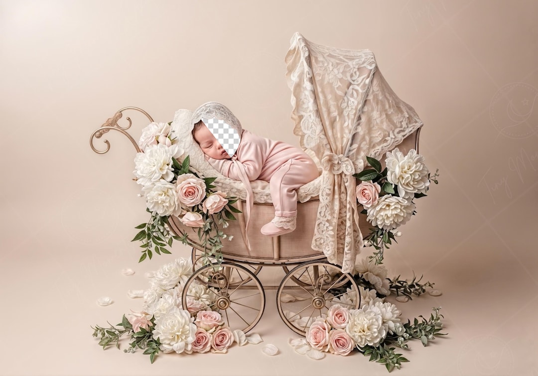 PSD: Face Insert Vintage Carriage Digital Backdrop for Newborn ...