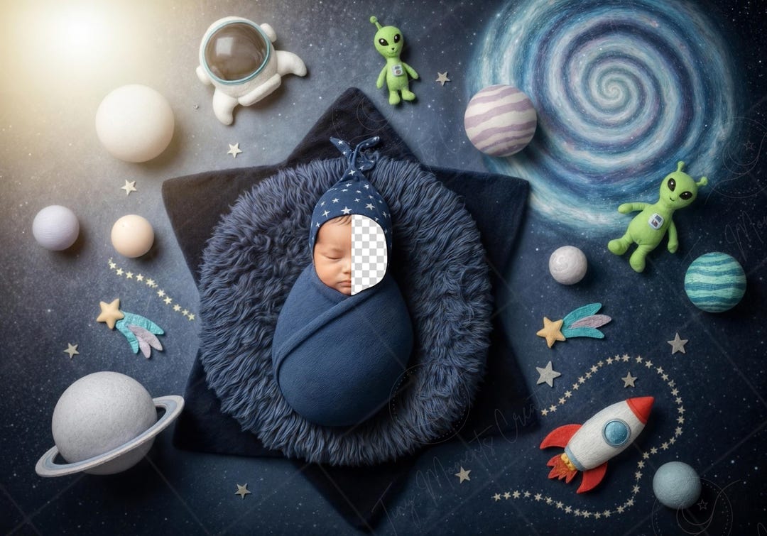 PSD: Face Insert Little Astronaut Backdrop for Newborn Composite ...