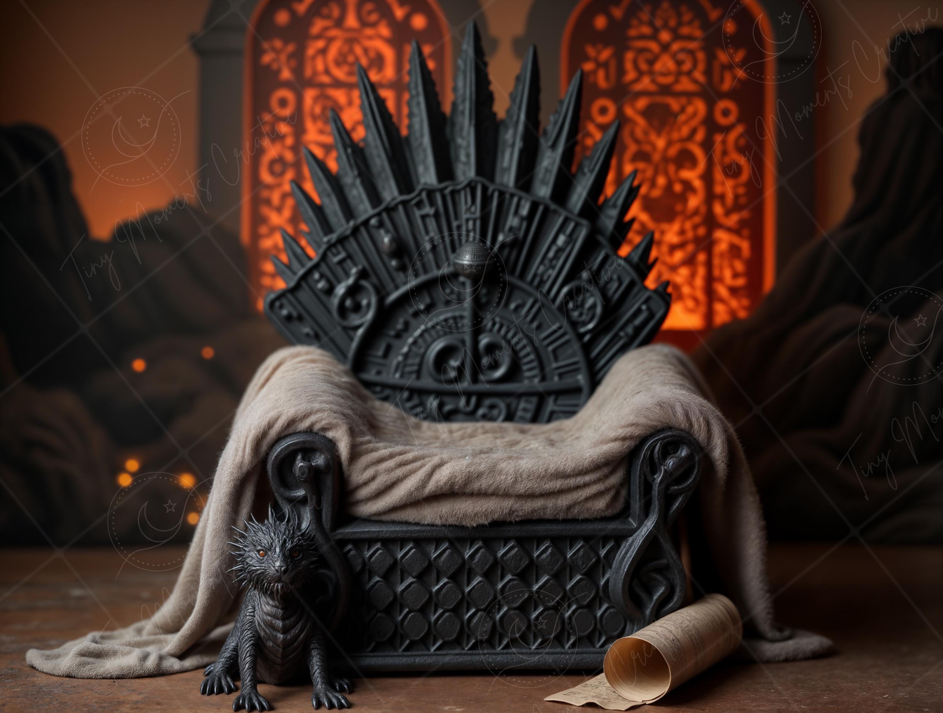 Newborn Digital Backdrop | Dragon Throne Cradle With Scroll Prop ...