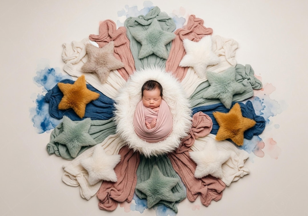 Newborn Digital Backdrop for Dreamy Photography Soft Nest Pastel Fluffy ...