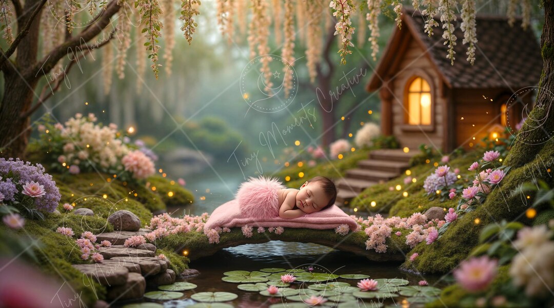 Fairy Garden Bridge | Whimsical Baby Prop | Newborn Digital Backdrop - Etsy