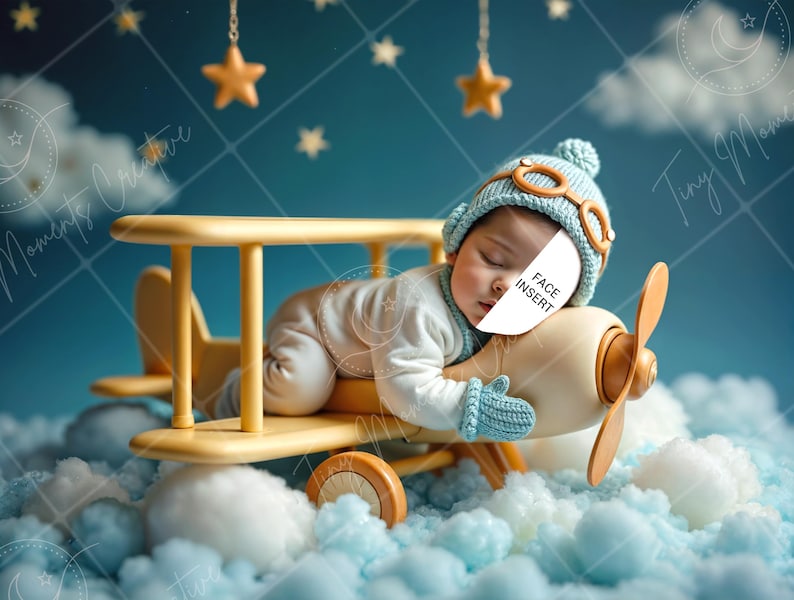 Face Insert Airplane PSD Sky Baby Composite Newborn Digital Backdrop - Etsy