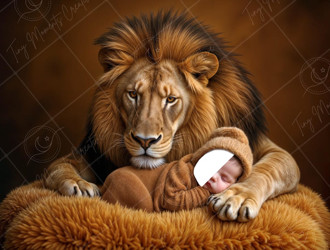 PSD: Lion Face Insert Digital Backdrop - Brown Bear Baby Photography ...