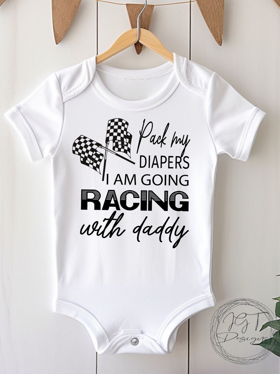 Pack My Diapers I’m Going Racing With Daddy Baby Onesie® Bodysuit - Etsy