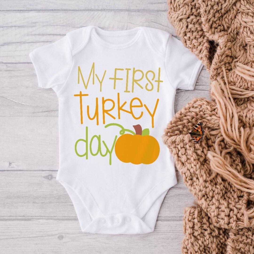 My First Turkey Day Thanksgiving Baby Onesie® Bodysuit - Fall - Etsy