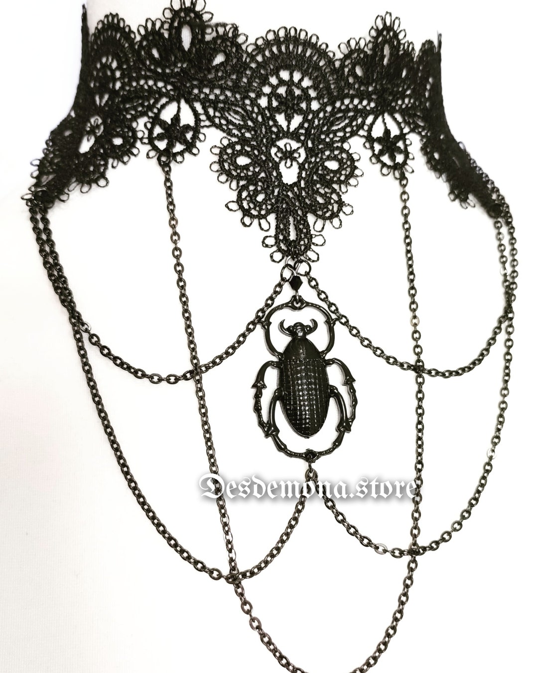 Black Beetle Lace Choker Burlesque Vampire Gothic Chandelier Goth ...