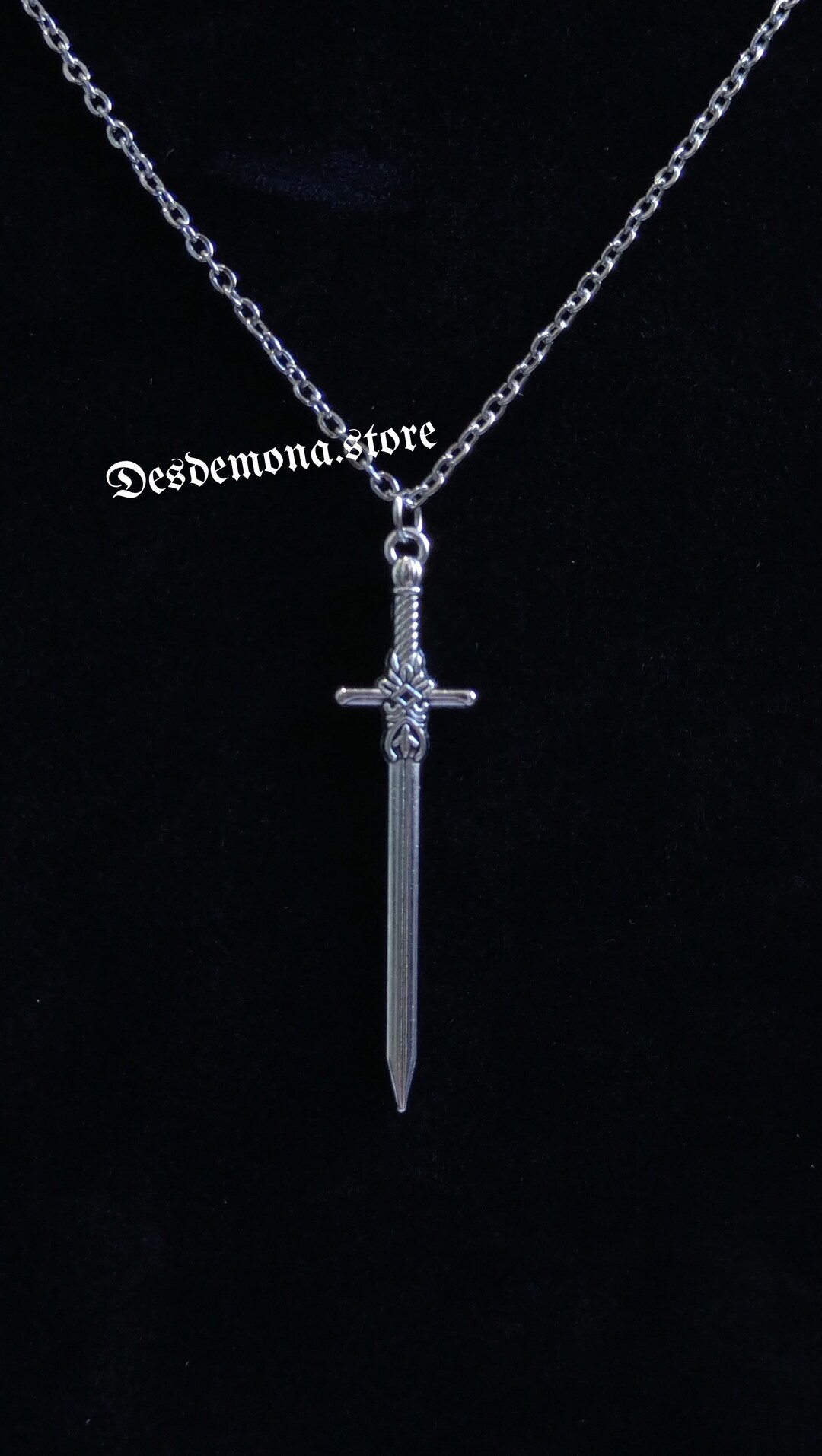 Ornate 3D Sword Dagger Silver Metal Charm Necklace Pendant Amulet ...