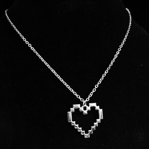Pixel 8 Bit Nintendo Gamer Heart Shaped Outline Necklace Pendant Punk ...