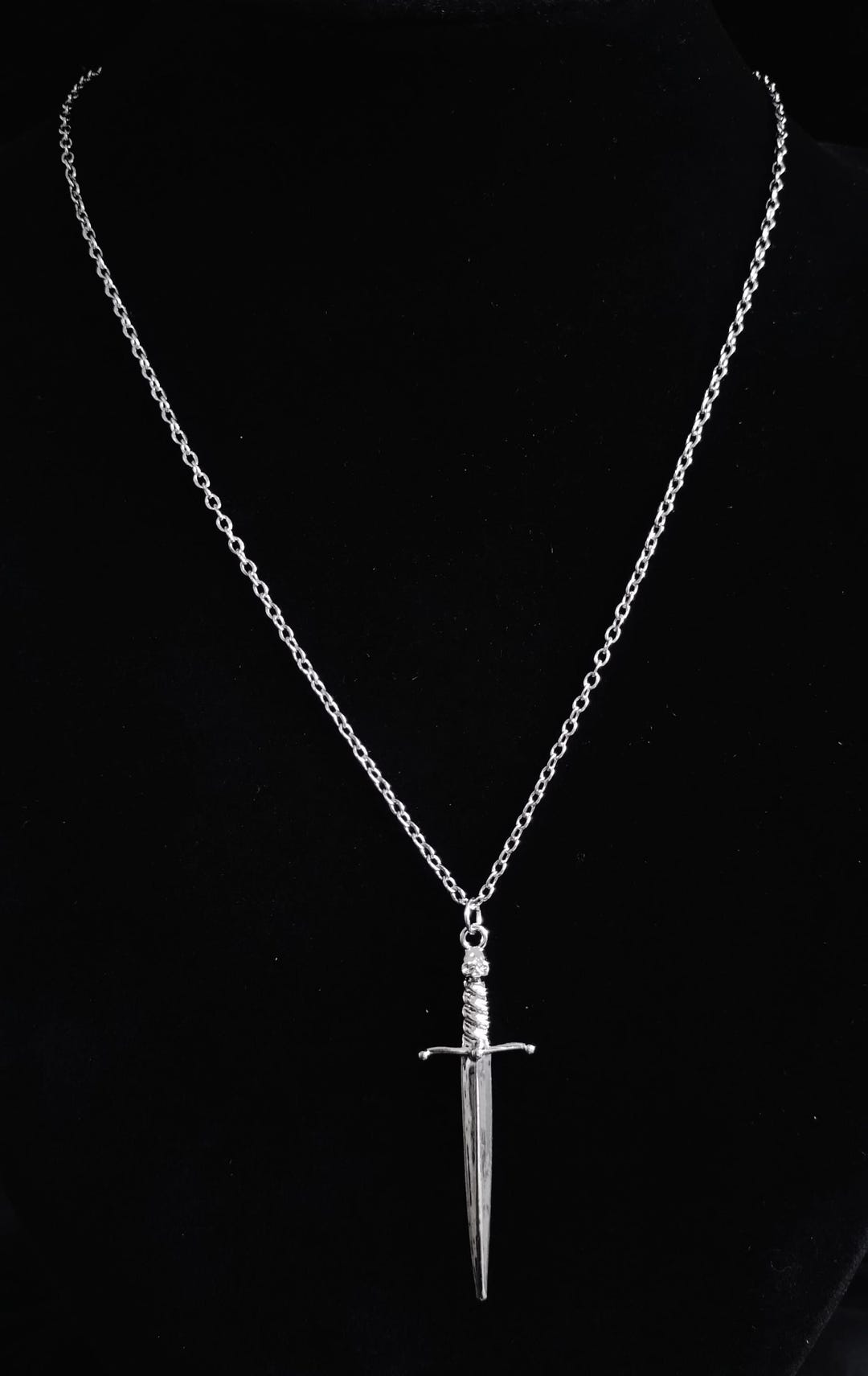 Broad Sword Dagger Silver Metal Charm Necklace Pendant Amulet Vampire ...