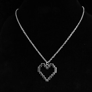 Pixel 8 Bit Nintendo Gamer Heart Shaped Outline Necklace Pendant Punk ...