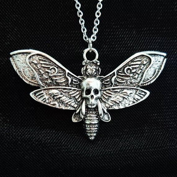 Death Deaths Head Hawk Moth Silver Pewter Effect Charm | Etsy