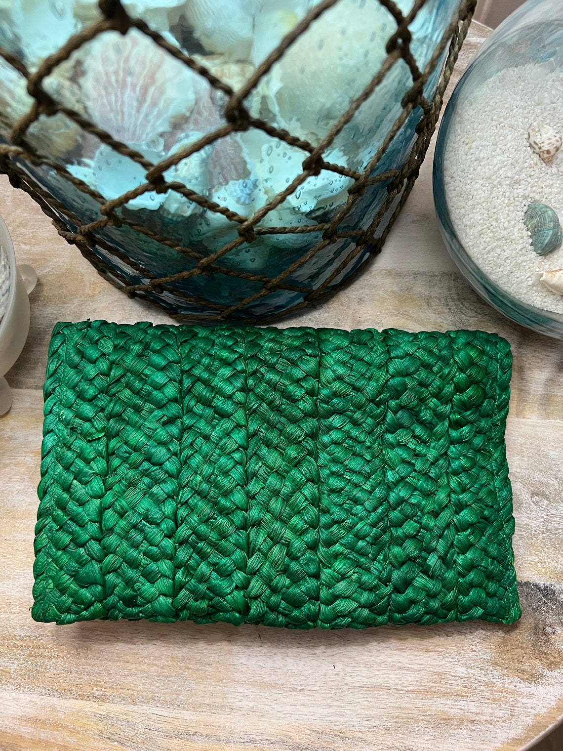 Oyster Shell Clutch Handbag Raffia Green Lilly Inspired Shell - Etsy