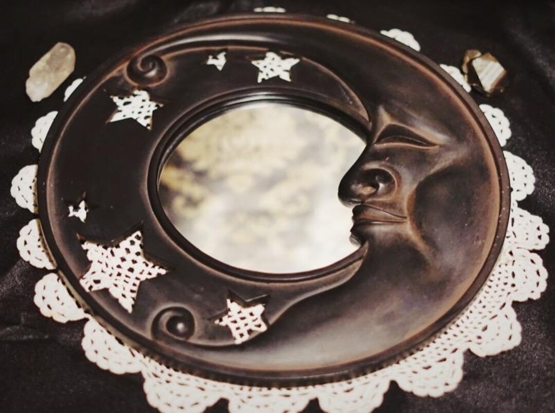 Vintage 90s Crescent Moon Stars Mirror Antique Wall Goth Gothic Decor ...
