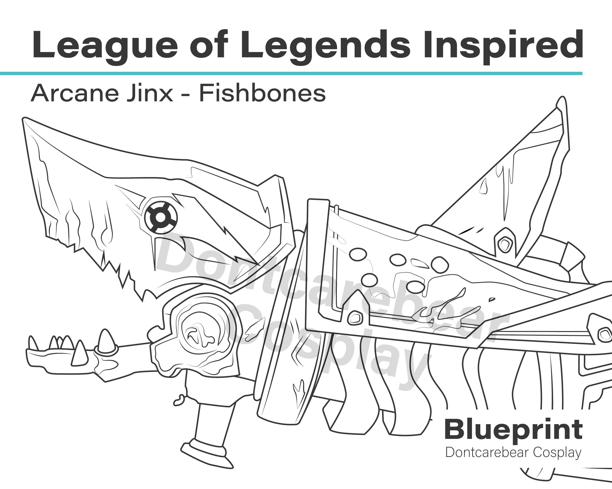 League Inspired Arcane Jinx Fishbones Blueprint - Etsy España
