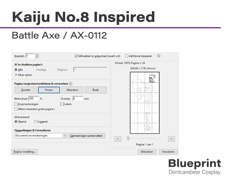 Kaiju No.8 Inspired Battle Axe / AX-0112 Blueprint - Etsy