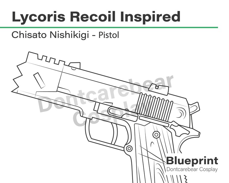 Lycoris Recoil Inspired Chisato Nishikigi Pistol Blueprint PDF Digital ...