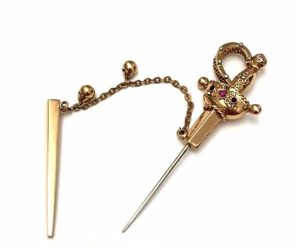 Antique Saber Sword Pin Brooch 18k Yellow Gold Ruby - Etsy