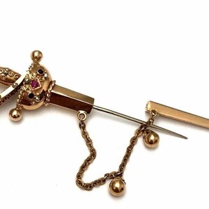 Antique Saber Sword Pin Brooch 18k Yellow Gold Ruby - Etsy