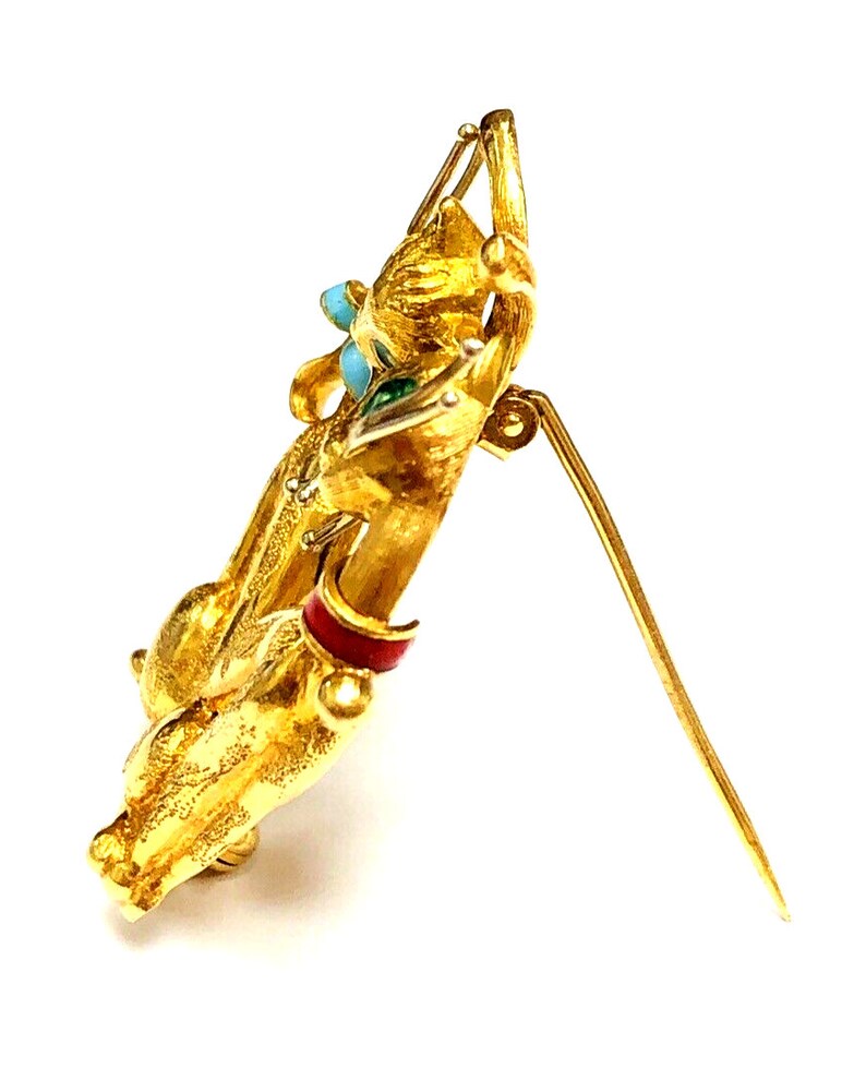 18K Yellow Gold Brooch CATS Kittens Enamel Pin Jewelry - Etsy