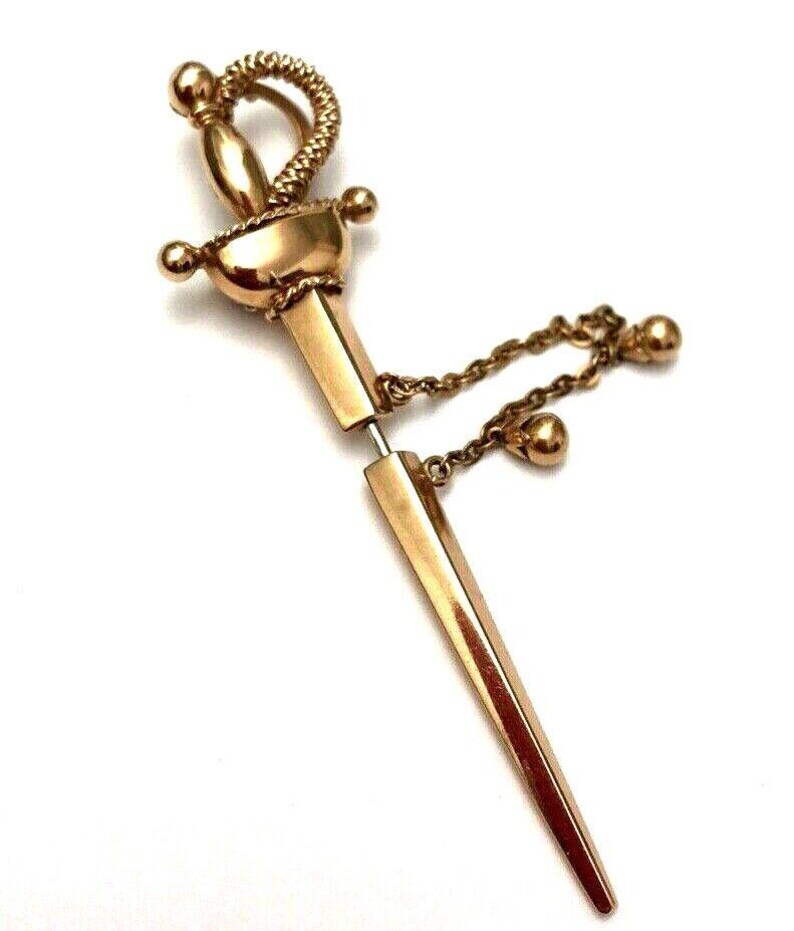 Antique Saber Sword Pin Brooch 18k Yellow Gold Ruby - Etsy