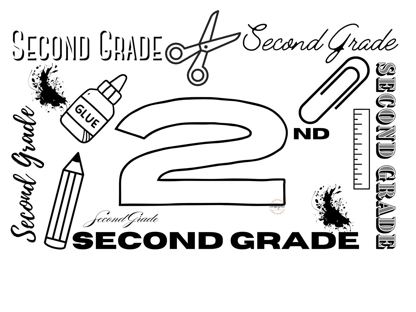 2nd Grade Typography PNG File, Sublimation Design (digital Download) - Etsy
