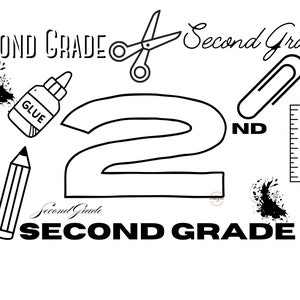 2nd Grade Typography PNG File, Sublimation Designs Download, Digital ...
