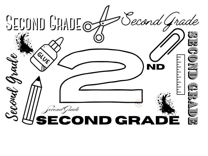 2nd Grade Typography PNG File, Sublimation Designs Download, Digital ...
